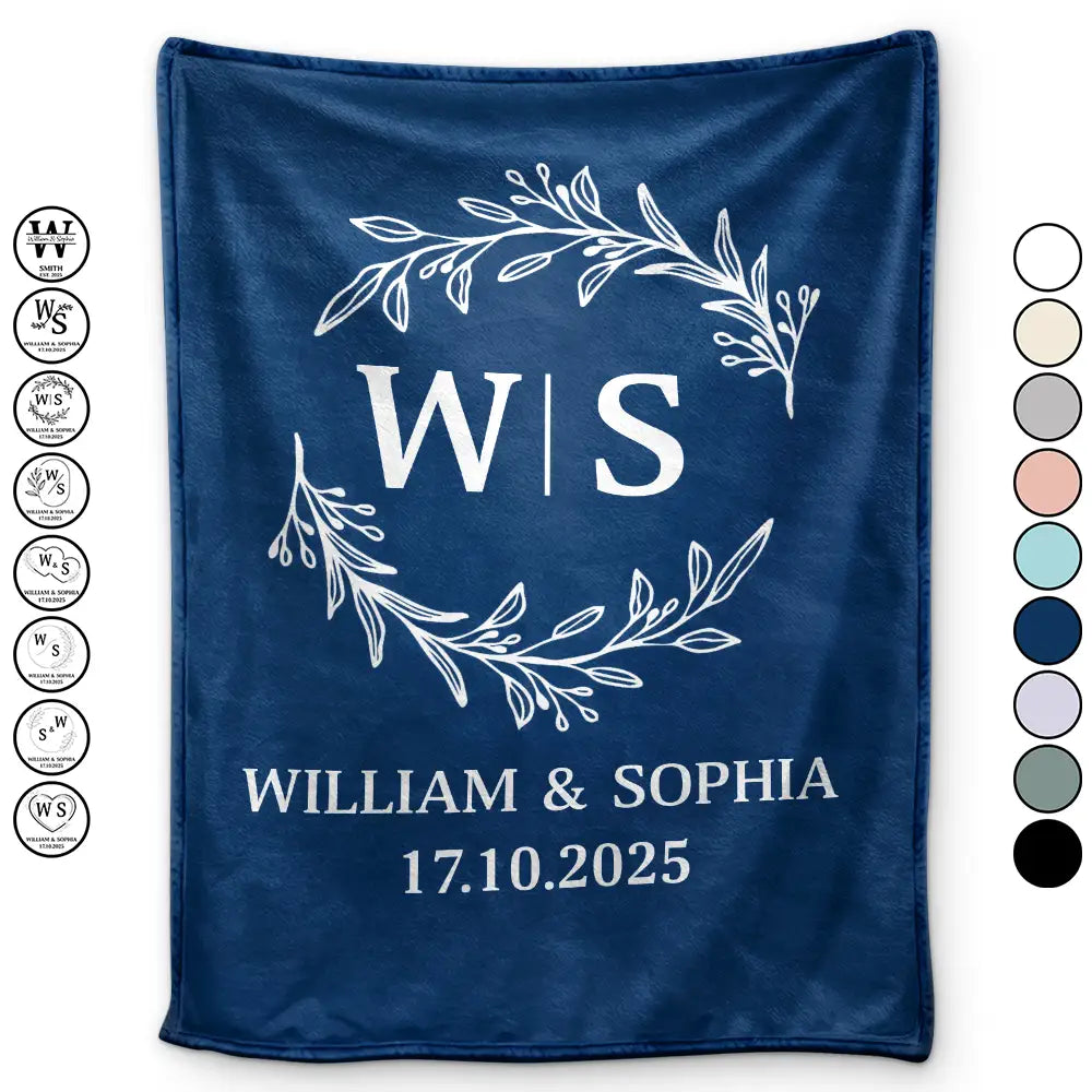 Monogram Couple's Names - Personalized Fleece Blanket, Sherpa Blanket ...