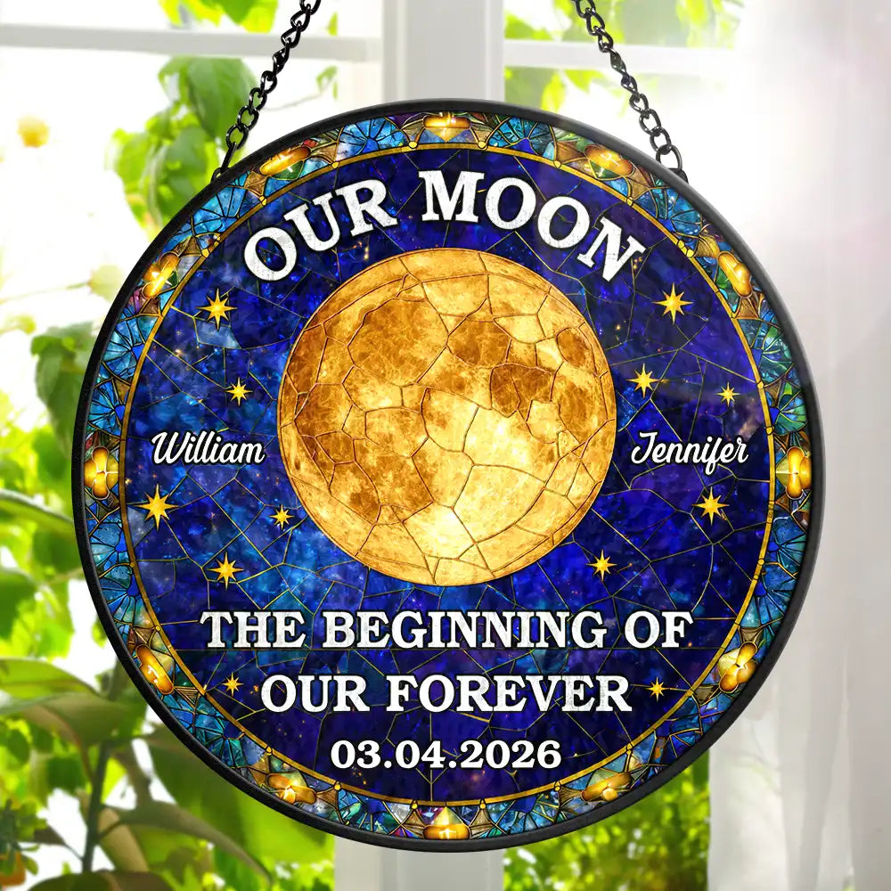Moon Phase The Beginning Of Our Forever - Personalized Stained Glass W ...