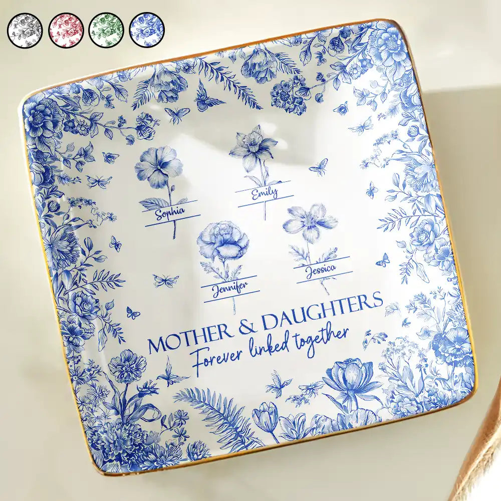 Mother & Daughters Forever Linked Together Toile Birth Month Flower ...
