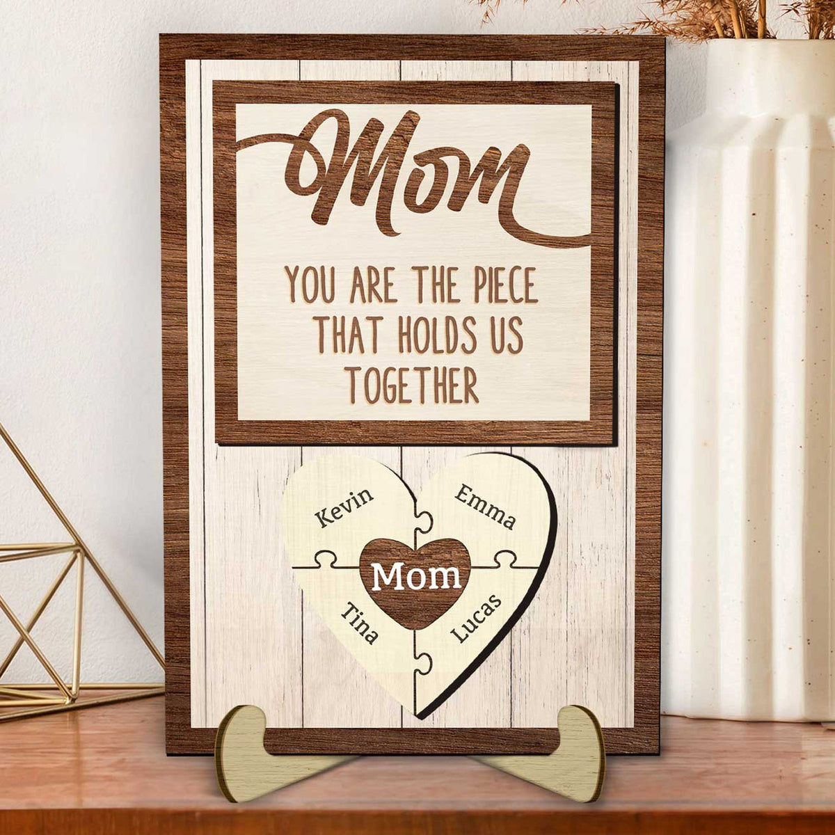 Mom Puzzle Pieces - Gift For Mother, Family - Personalized 2-Layered W - Wander Prints™