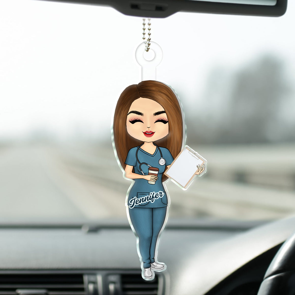 Nurse Chibi Vector - Gift For Nurse - Personalized Acrylic Car Hanger ...