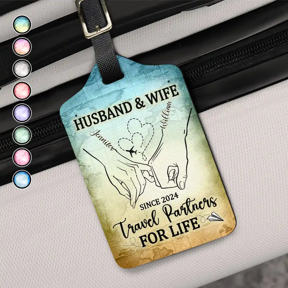 Husband And Wife Travel Partners For Life - Personalized Luggage Tag ...