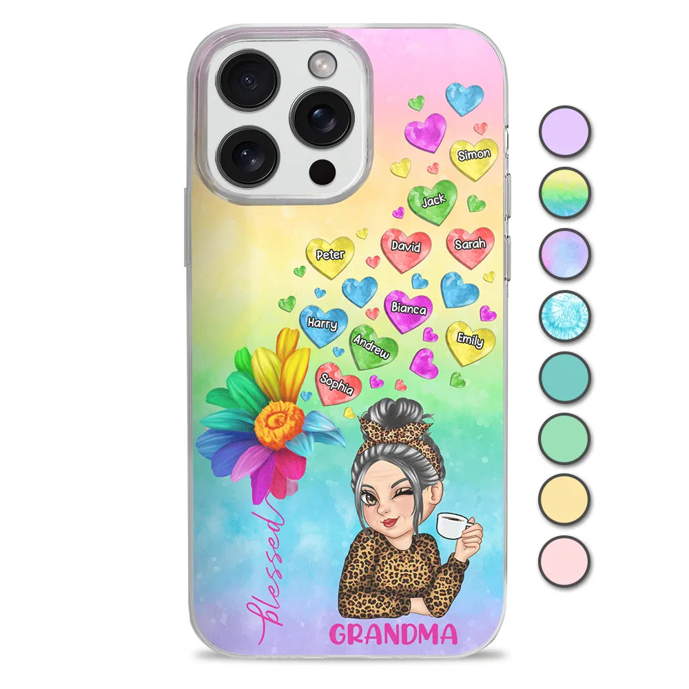Colorful Flower Heart Grandma - Personalized Clear Phone Case – Wander ...