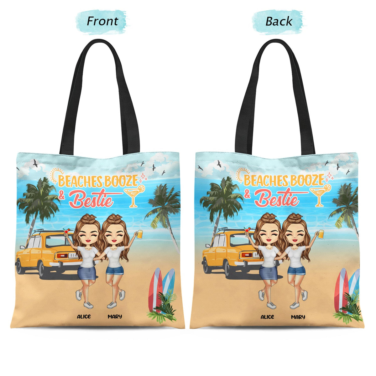 Beach Booze And Besties - Gift For Bestie - Personalized Custom Zipper ...