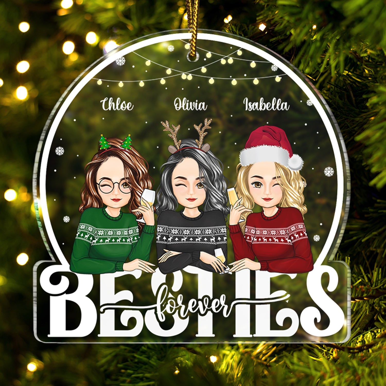 Besties Forever - Christmas, Bestie BFF Gift - Personalized Custom Sha ...