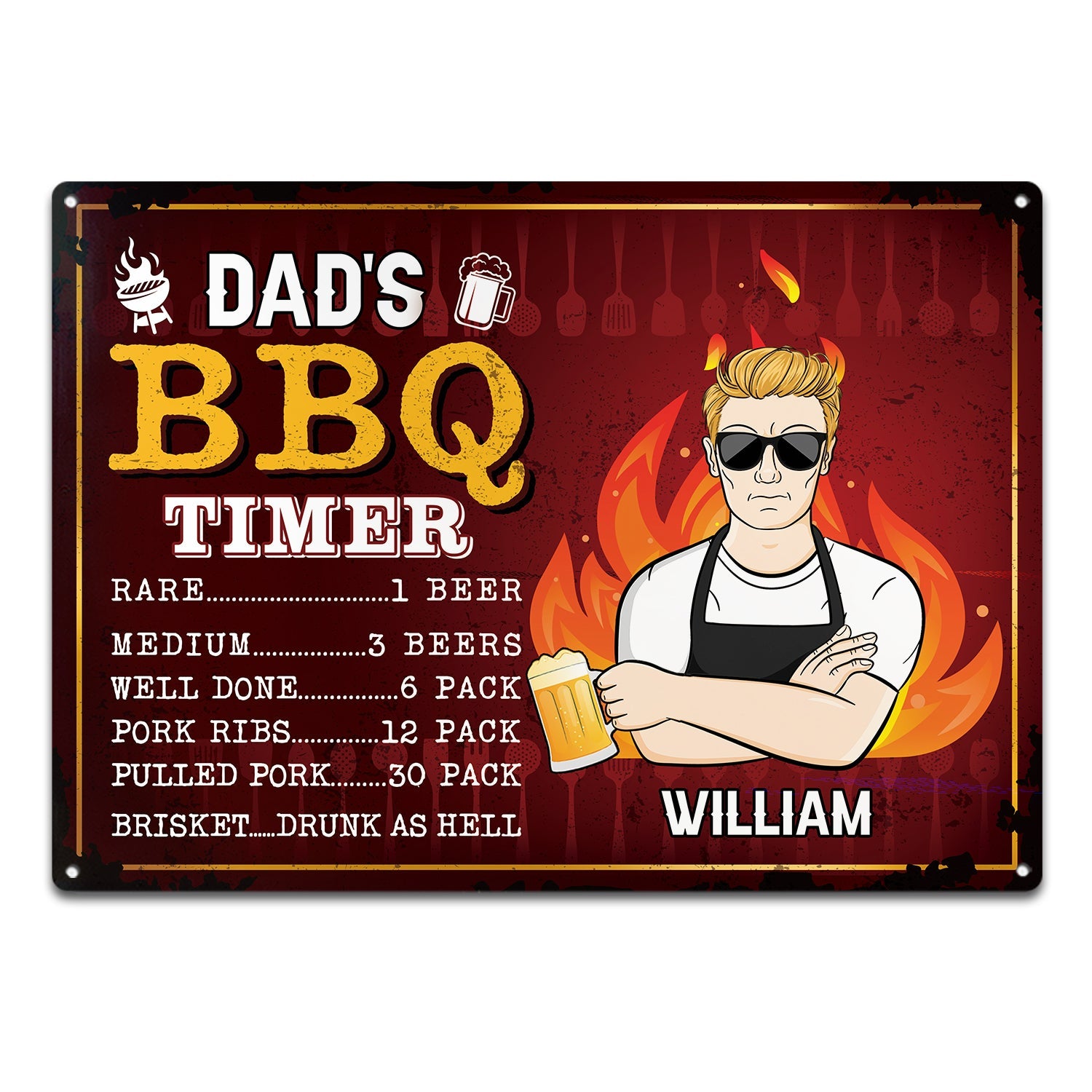 Dad's BBQ Timer - Gift For Father, Grandpa - Personalized Classic Meta ...