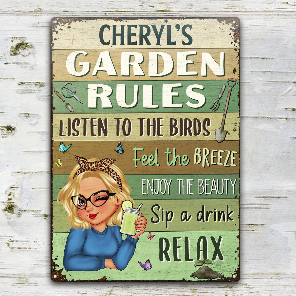 Garden Rules Feel The Breeze - Backyard Sign, Gift For Gardening Lover ...