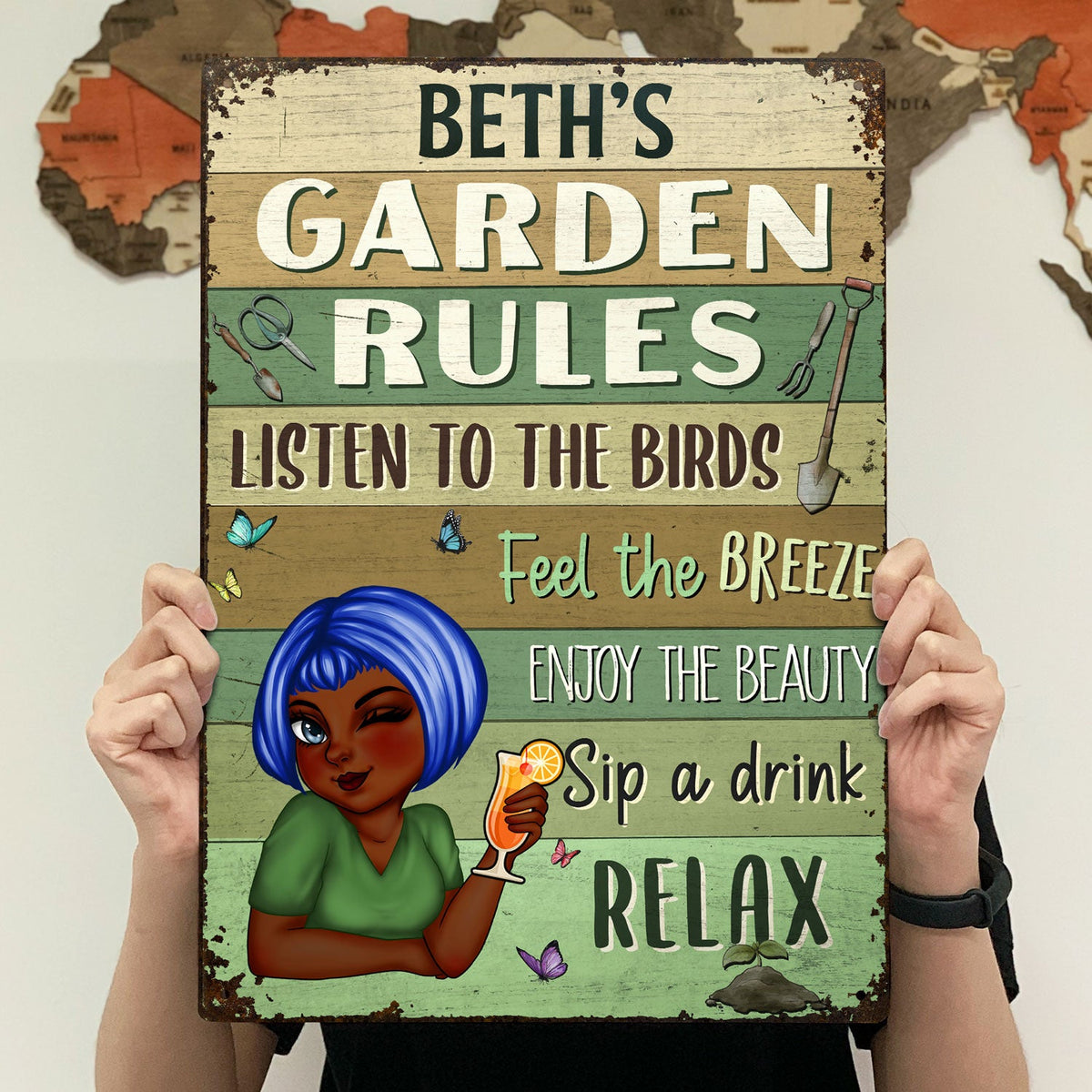 Garden Rules Feel The Breeze - Backyard Sign, Gift For Gardening Lover ...