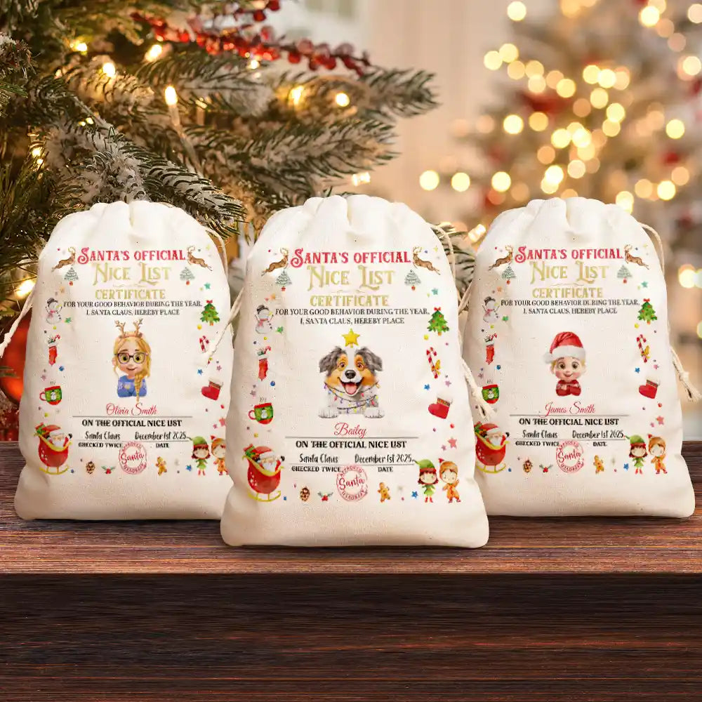 Nice List Certificate - Personalized Favor Bag – Wander Prints