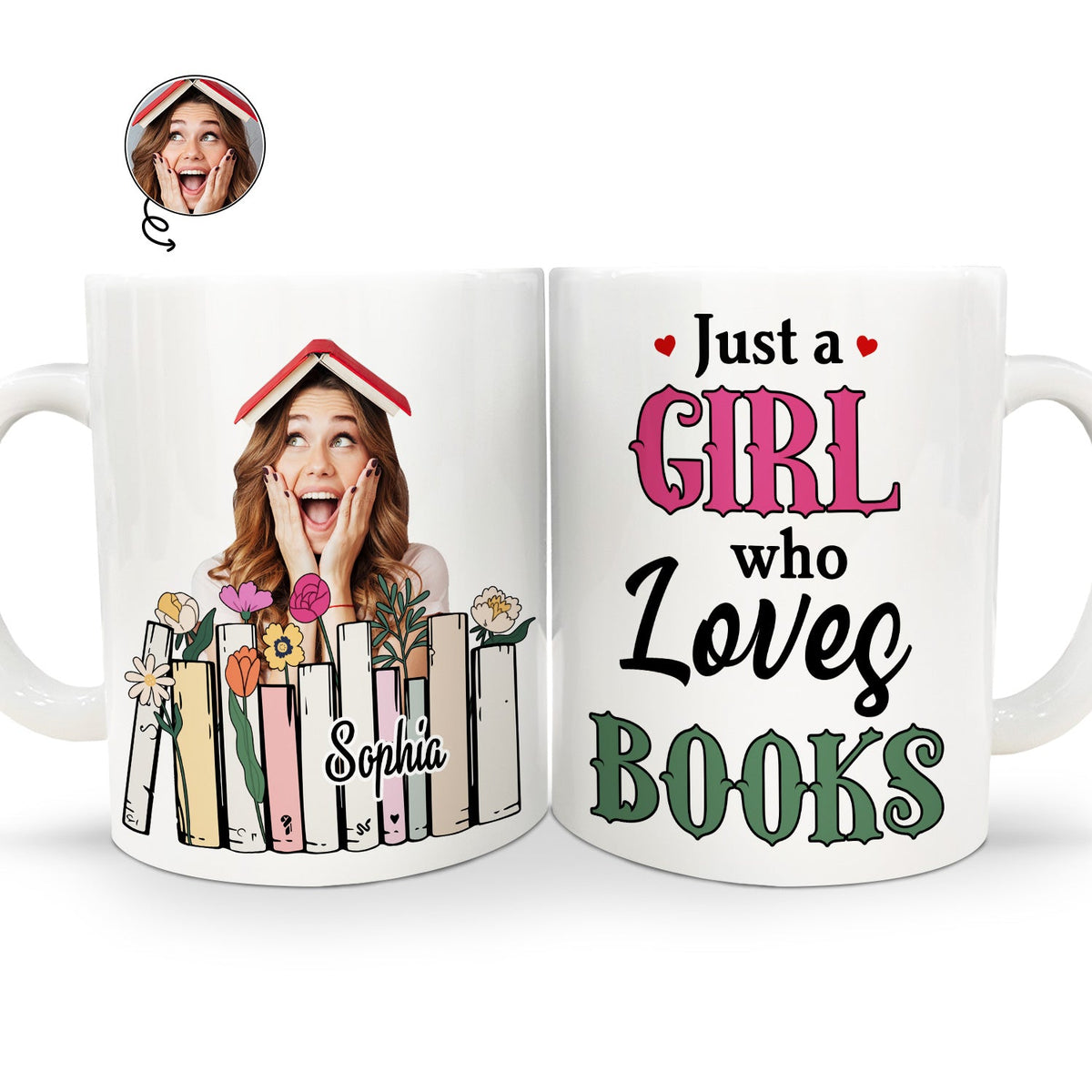 Custom Photo A Girl Loves Books - Gift For Book Lovers, Reading Lovers ...