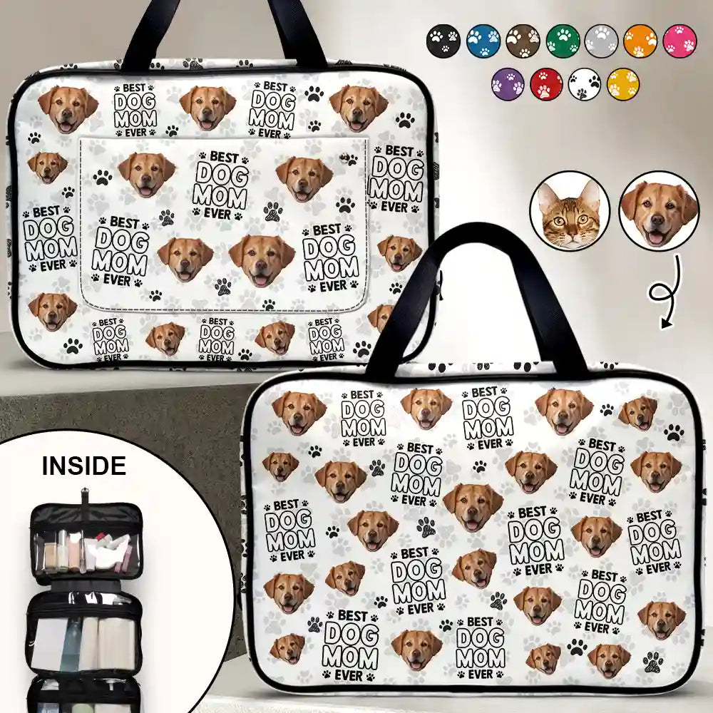 Custom Photo Best Dog Cat Fur Mom Dad Ever - Personalized Toiletry Bag ...