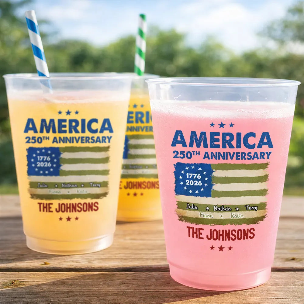 Patriotic 250th Anniversary Family Names - Personalized Frosted Cups ...