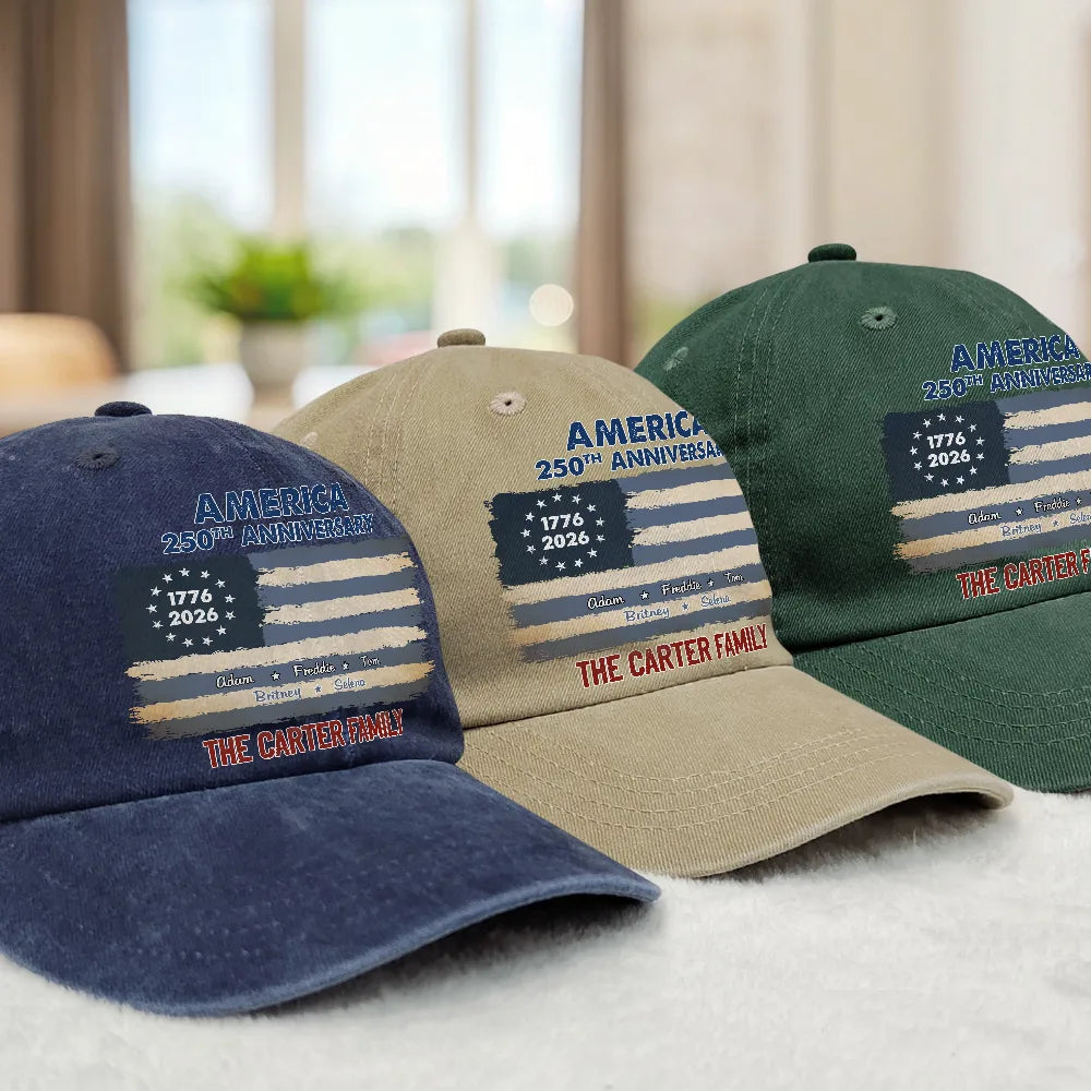 Patriotic 250th Anniversary Family Names - Personalized Vintage Washed ...