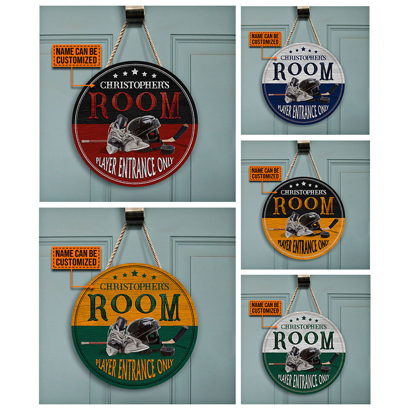 Personalized Hockey Player Entrance Customized Wood Circle Sign ...