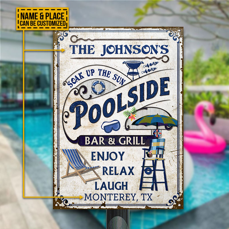Personalized Pool Poolside Bar & Grill Custom Classic Metal Signs ...