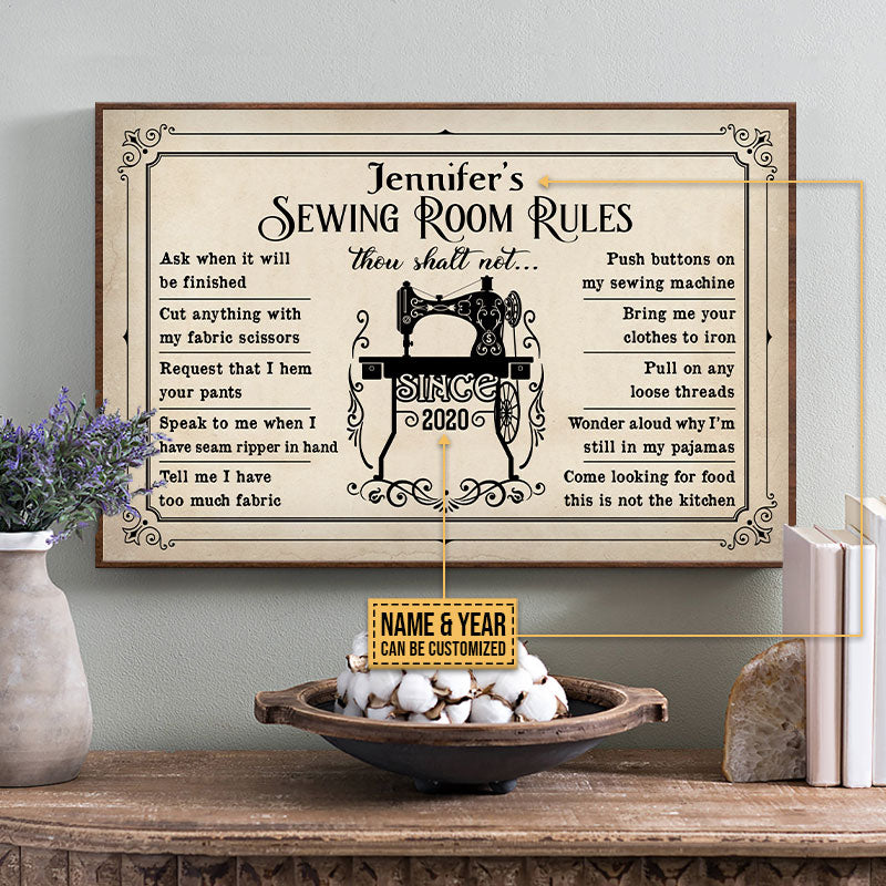 Personalized Sewing Room Rules Shalt Not Customized Poster – Wander Prints