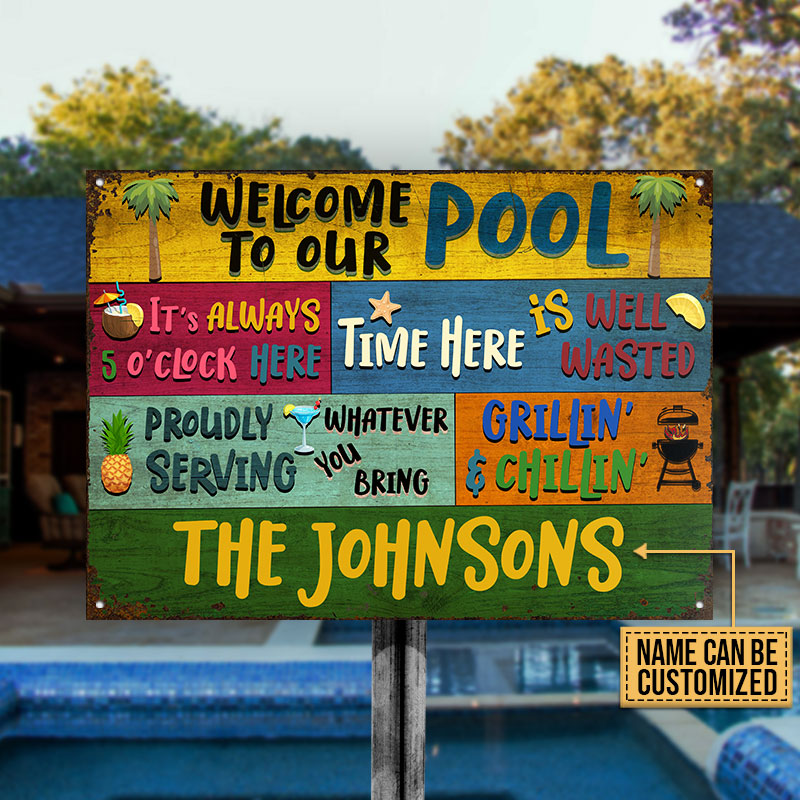 Personalized Swimming Pool Welcome To Our Custom Classic Metal Signs ...