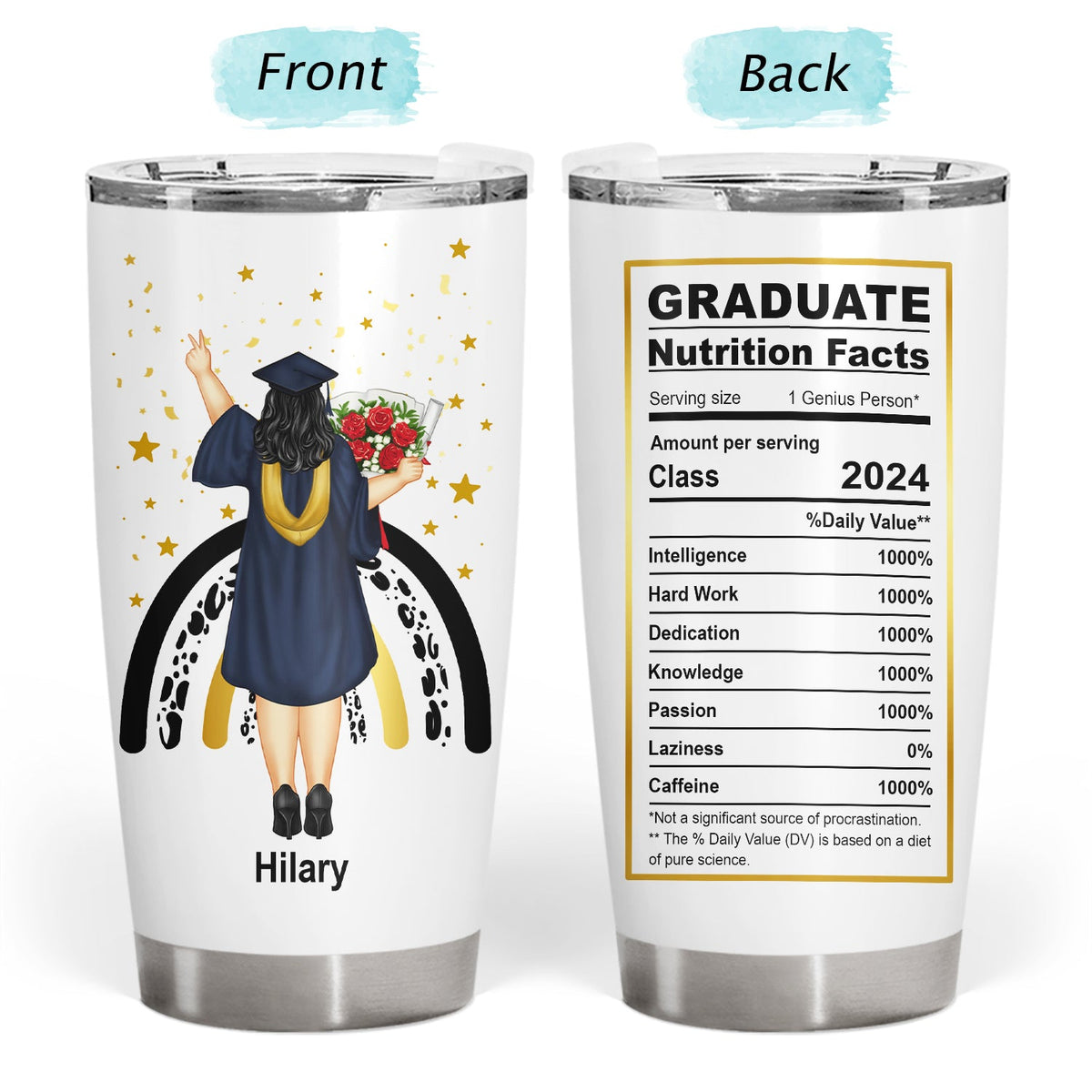 Graduate Nutrition Facts - Graduation Gift - Personalized Tumbler ...
