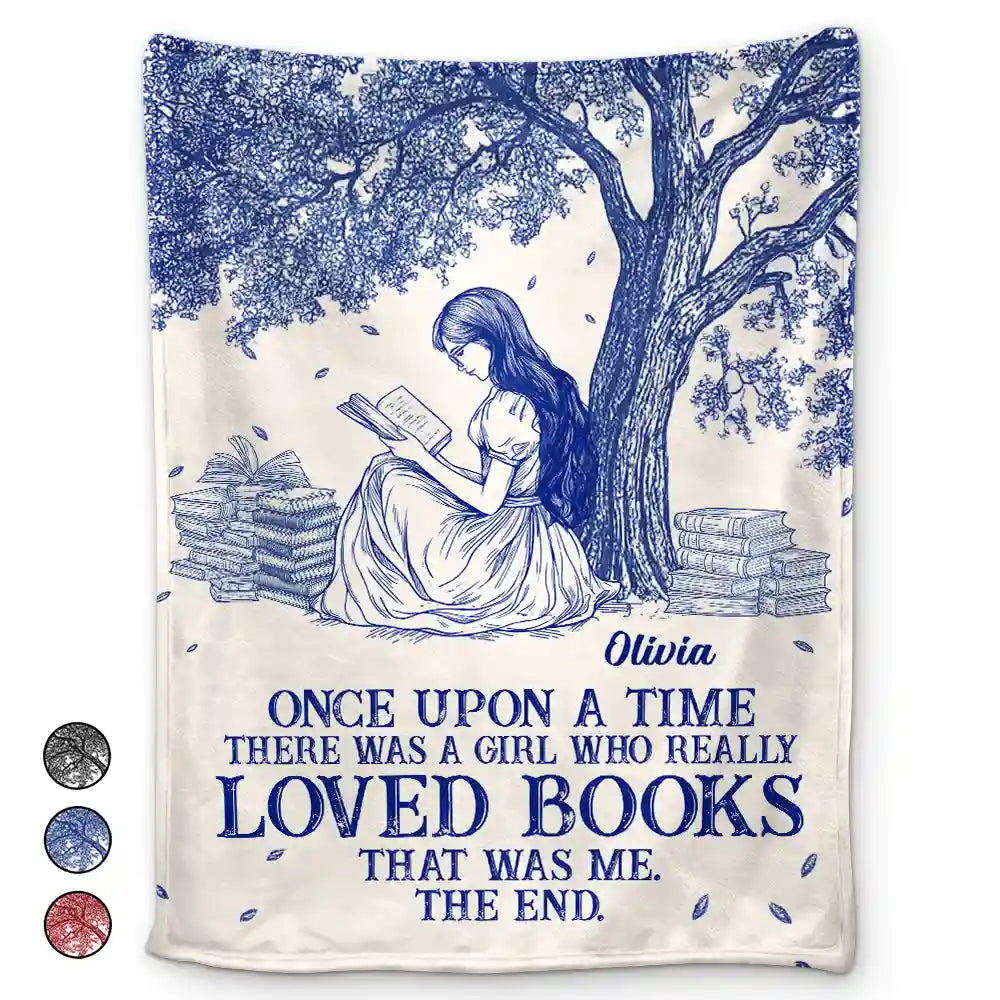 Reading Once Upon A Time There Was A Girl - Personalized Fleece Blanke ...