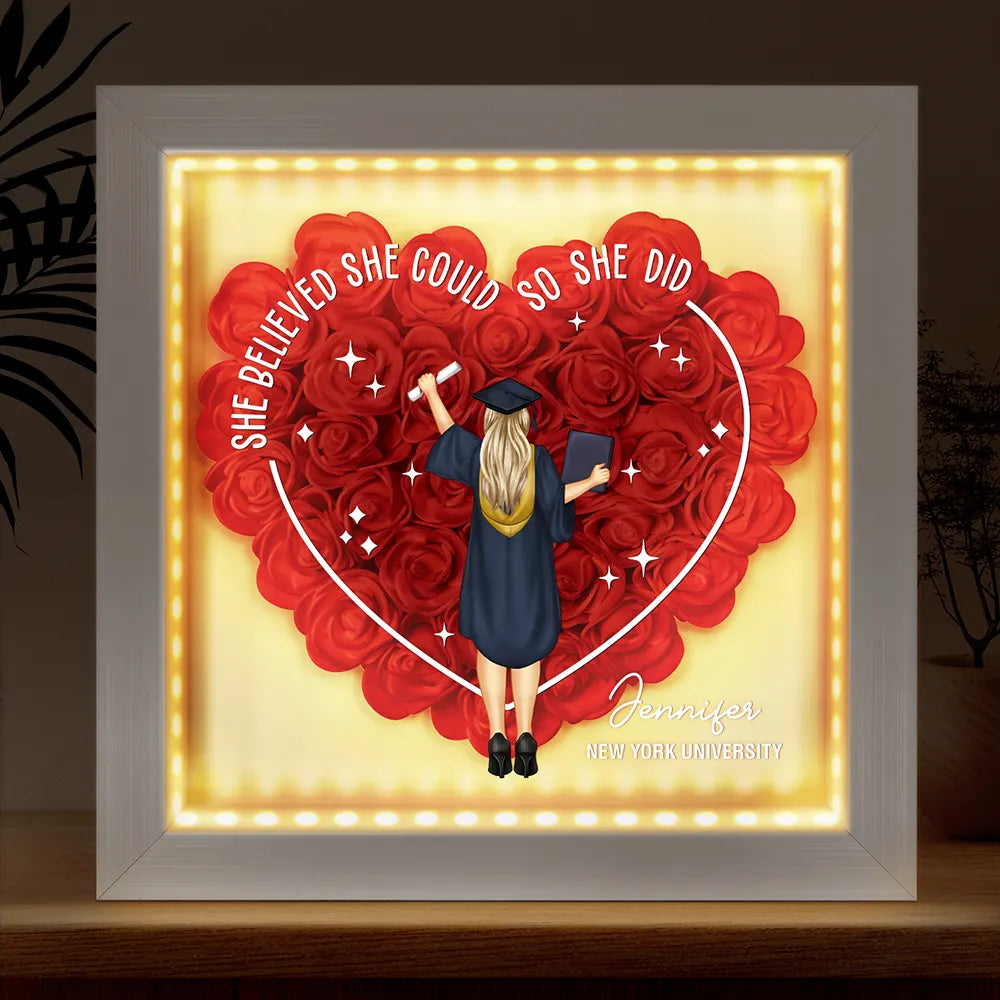 She Believed She Could Graduation Gift - Personalized LED Light Flower ...