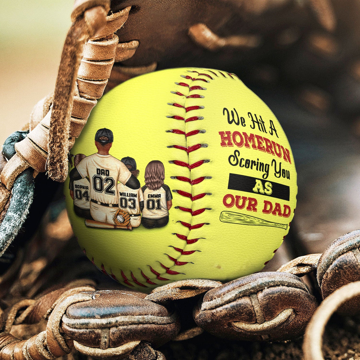 We Hit A Homerun Scoring You As Our Dad - Personalized Baseball, Softb ...