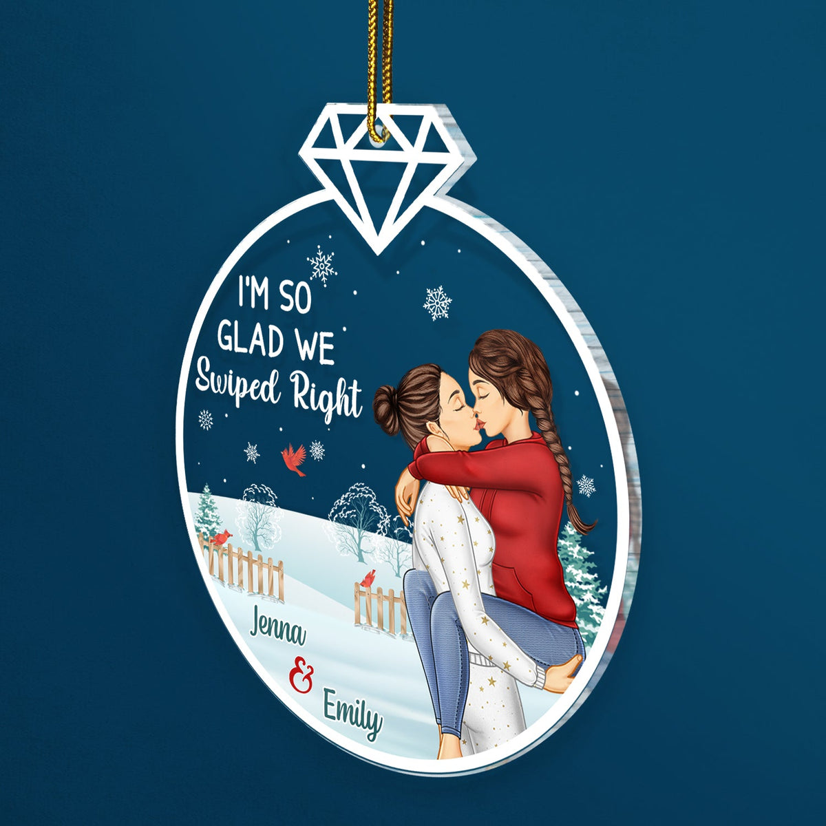Glad We Swiped Right - Christmas Gift For Couples - Personalized Custo ...