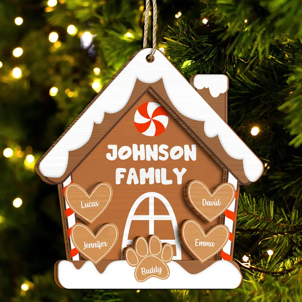 Gingerbread Cookie Family - Personalized 2-Layered Wooden Ornament ...