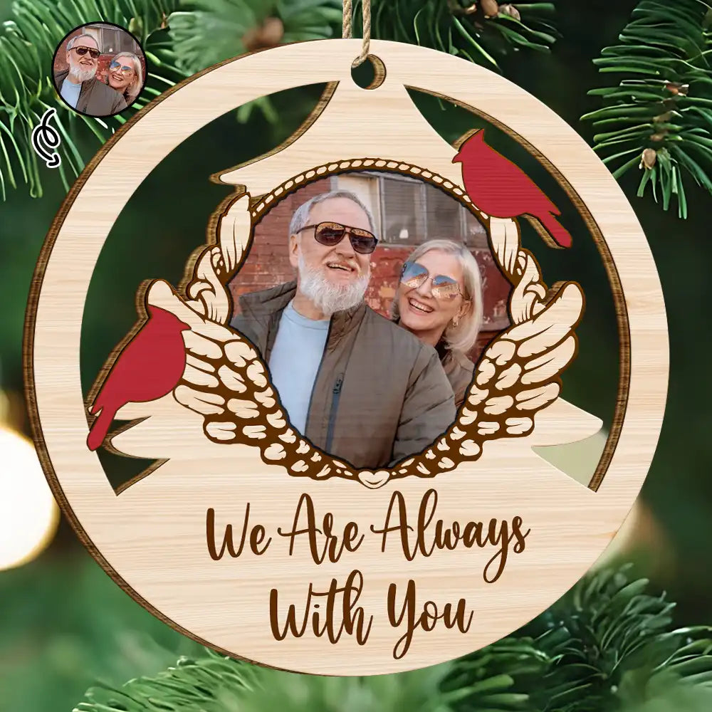 Custom Photo Red Cardinal On Christmas Tree - Personalized Wooden Cuto ...