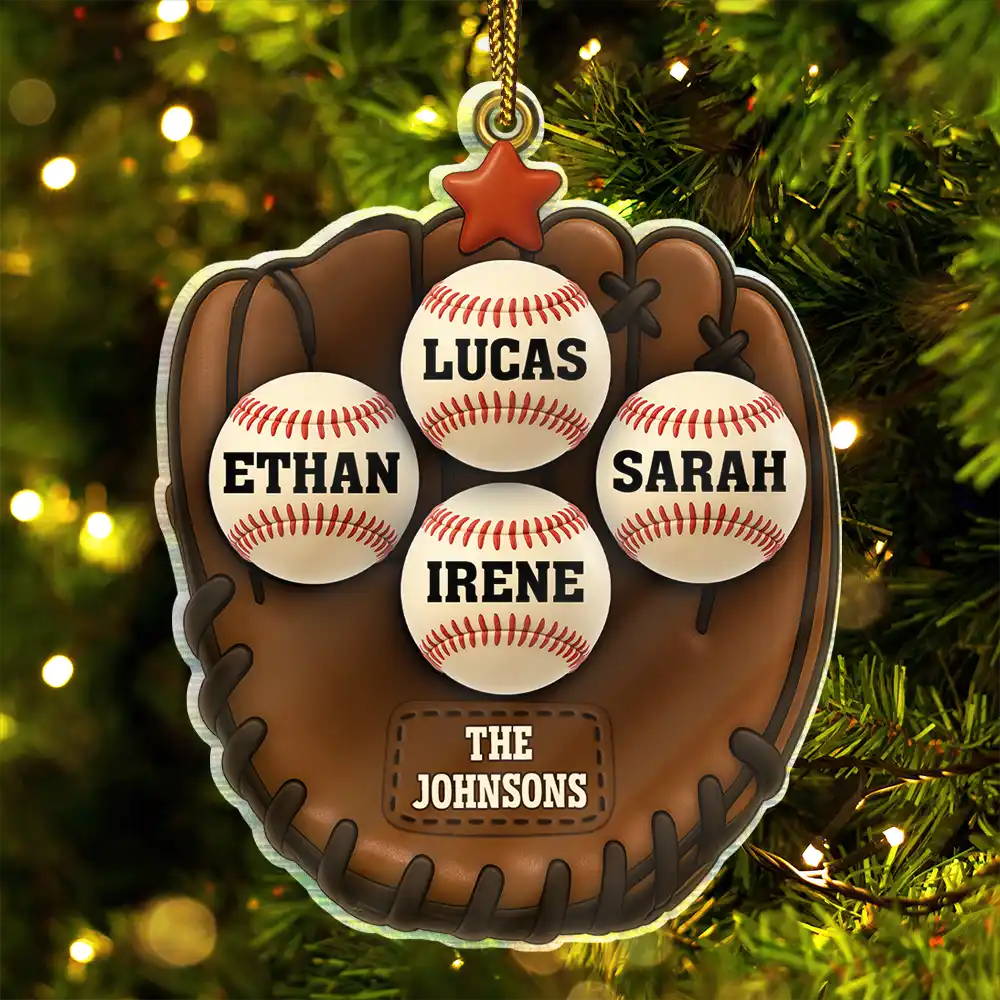 3D Effect Baseball Gloves Family Members' Names - Personalized Custom ...