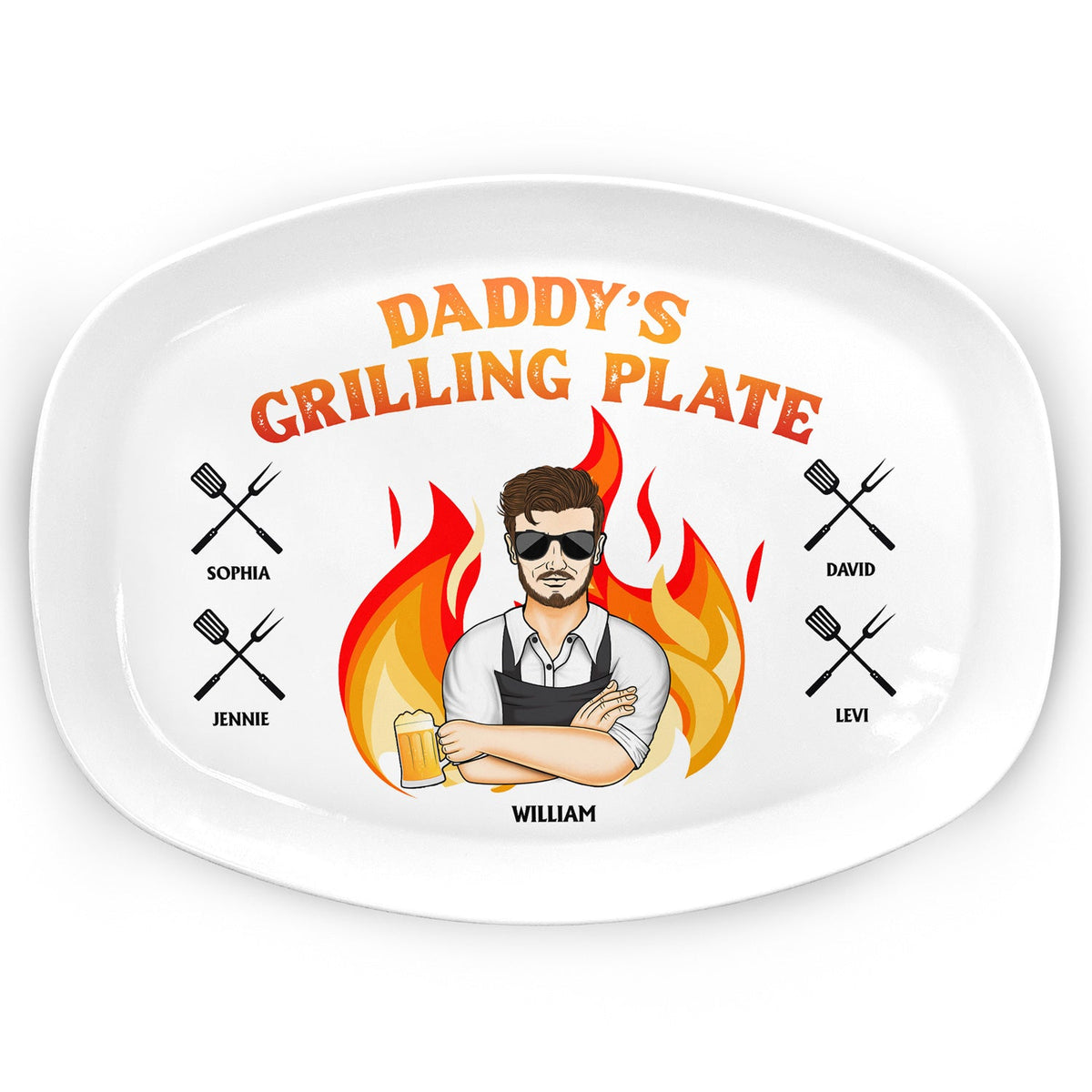 Daddy Grilling Plate - Gift For Dad, Father, Family - Personalized Pla ...