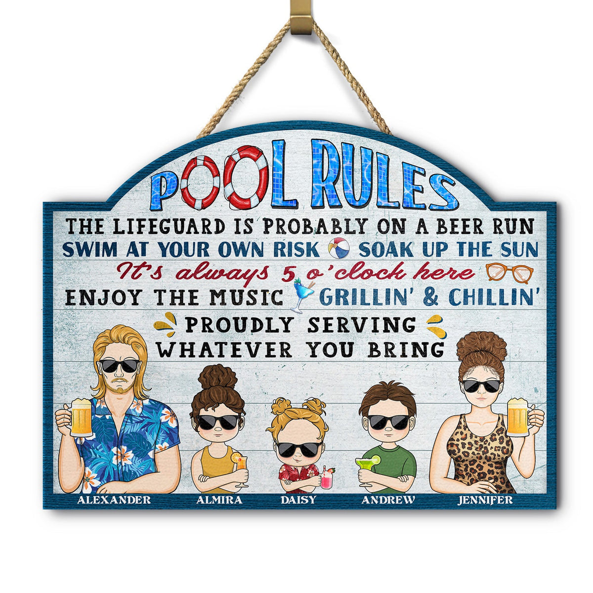 Pool Rules Swim At Your Own Risk Grilling Kids - Home Decor, Backyard ...