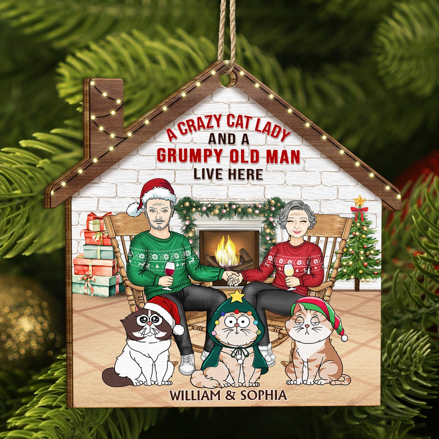 A Crazy Cat Lady And Her Grumpy Old Man Live Here - Christmas Gift For ...