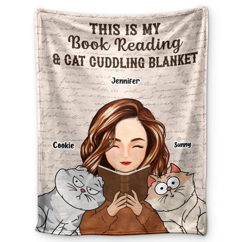 My Book Reading & Cat Cuddling Blanket - Personalized Fleece Blanket ...