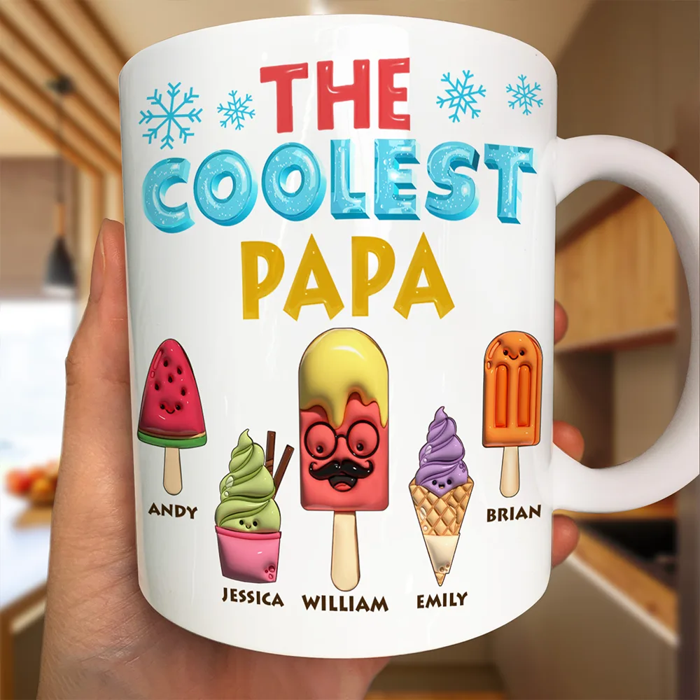 The Coolest Pop Funny 3D Effect Cartoon Ice Cream - Personalized Mug ...