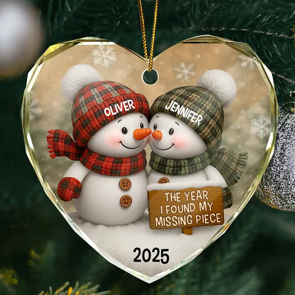The Year I Found My Missing Piece Snowman - Personalized Heart Shaped ...