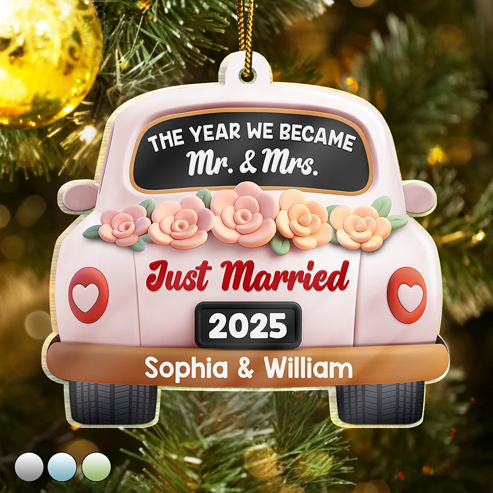 The Year We Became Mr & Mrs 3D Effect - Personalized Custom Shaped Acr ...