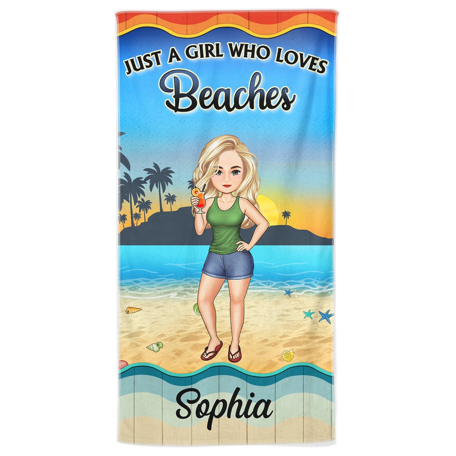 Just A Girl Who Loves Beaches Cartoon Swimming Picnic Vacation Traveli ...
