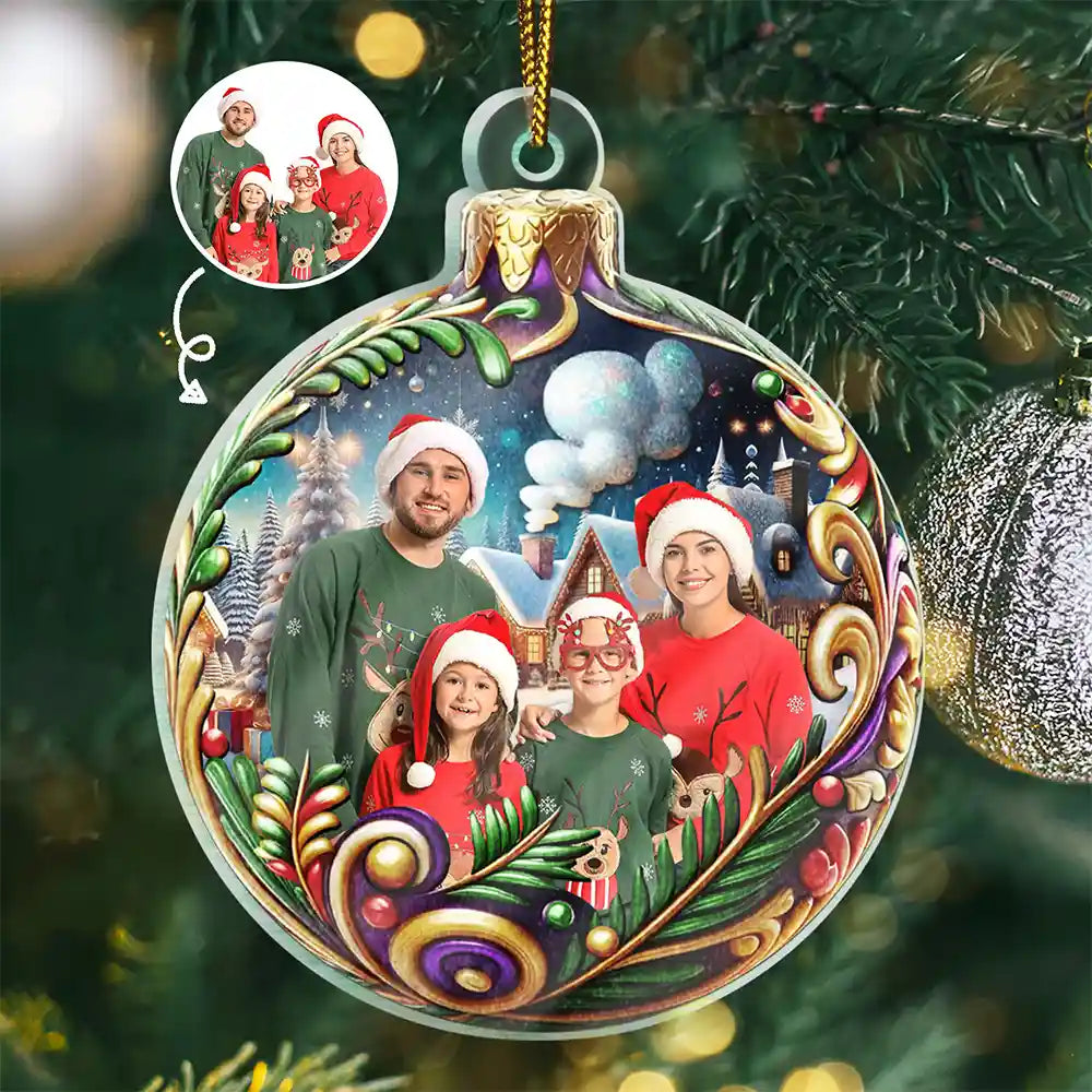 Custom Photo Christmas Ball With 3D Floral Pattern - Personalized Cust ...