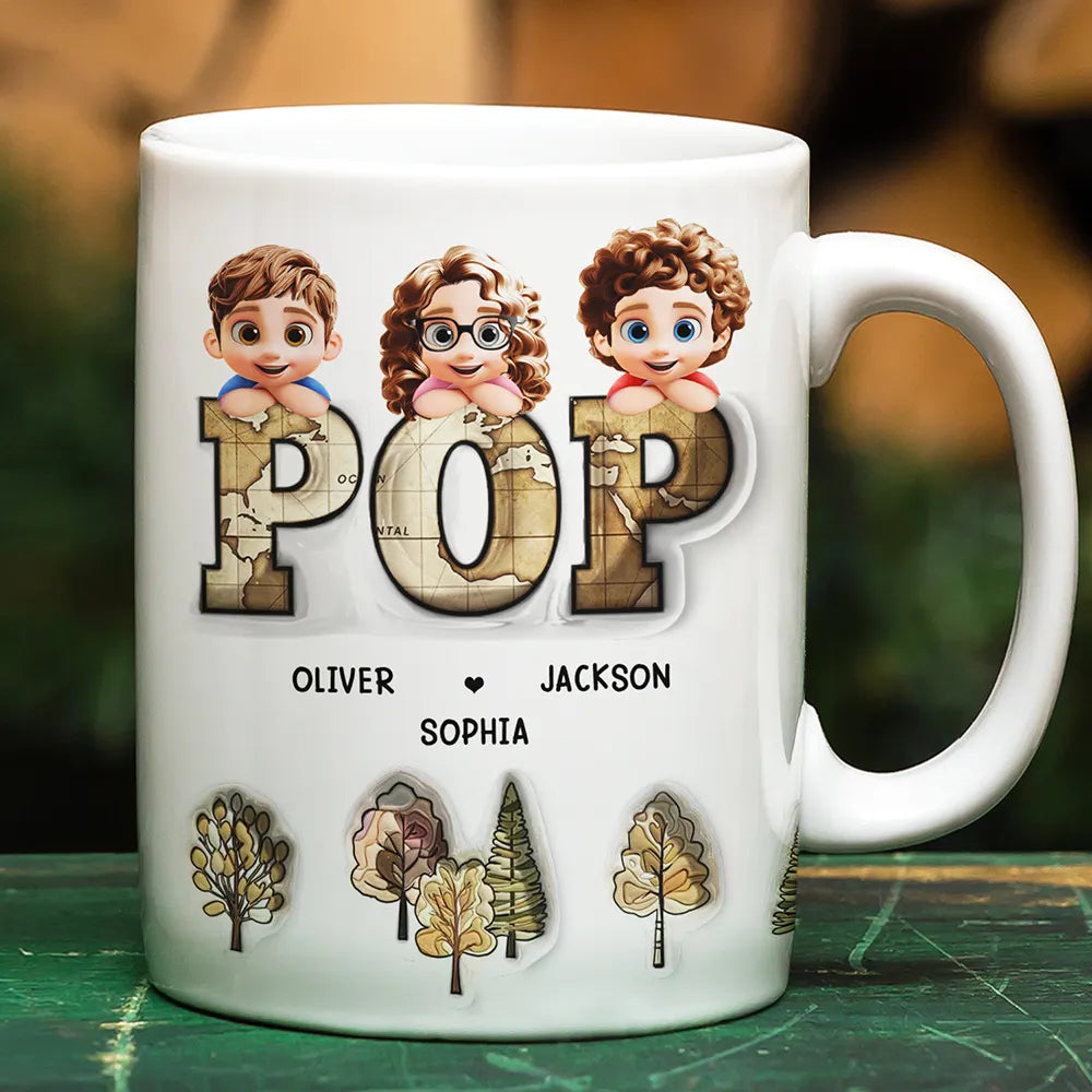Vintage Map Grandpa Dad Title - 3D Inflated Effect Printed Mug, Person ...
