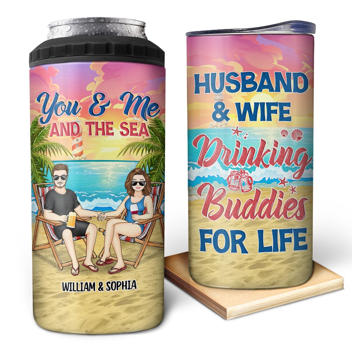 Husband And Wife Drinking Buddies For Life - Gift For Couples, Beach ...