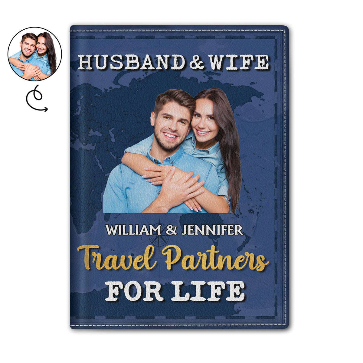 Custom Photo Husband And Wife Travel Partners For Life - Gift For Coup ...