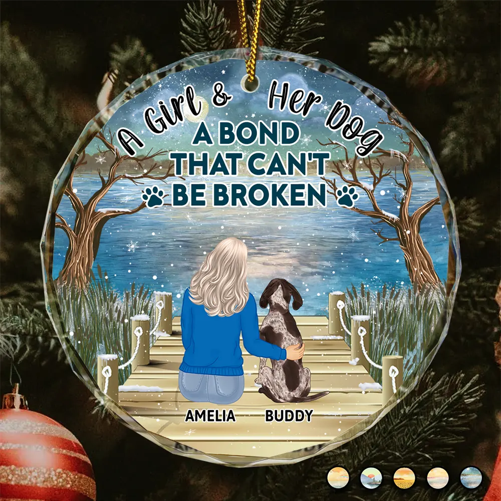A Bond That Can't Be Broken Dog Christmas - Personalized Circle Glass ...