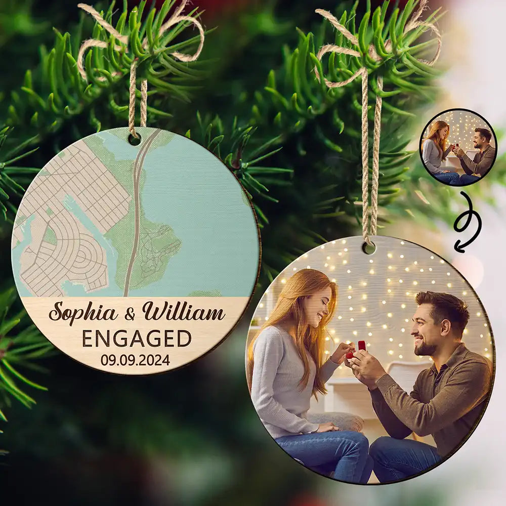 Custom Photo Location Map Married Engaged Couples - Personalized Woode ...